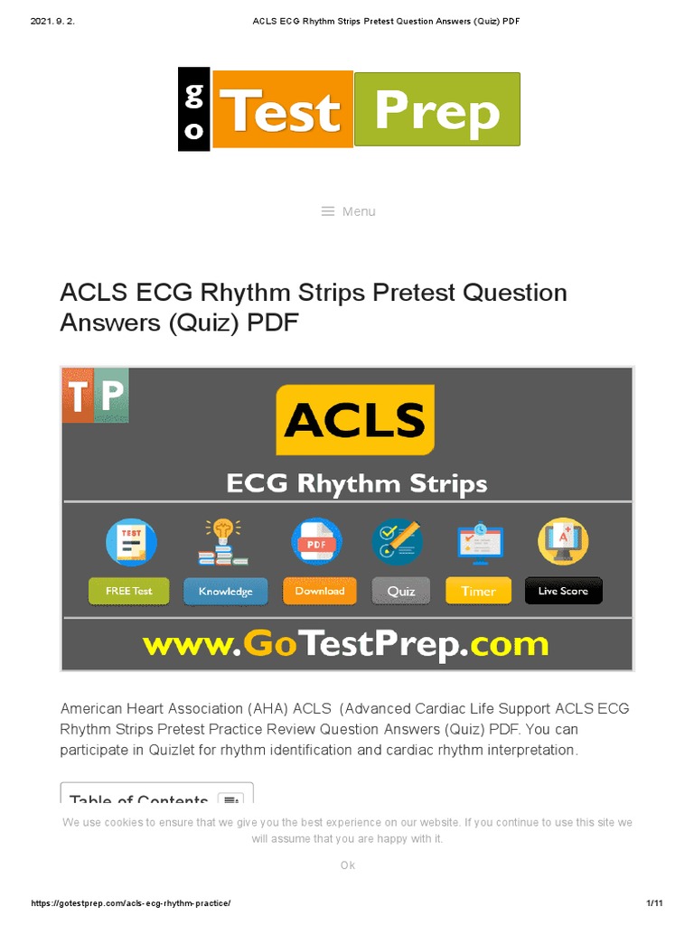 ACLS ECG Rhythm Strips Pretest Question Answers (Quiz) PDF | PDF ...
