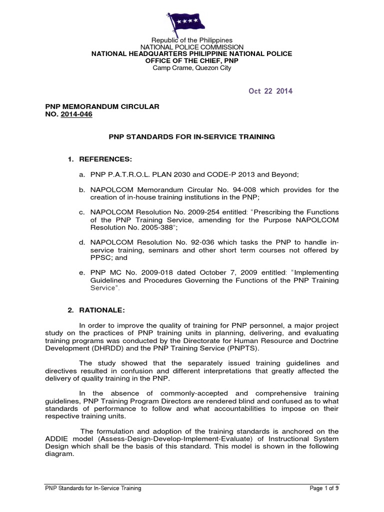 PNPMC 2014-046 PNP Standards For In-Service Training | Download Free ...