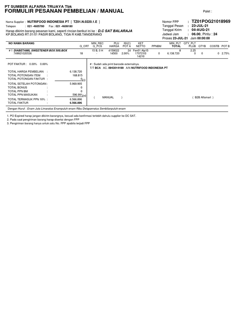 Formulir Pesanan Pembelian | PDF