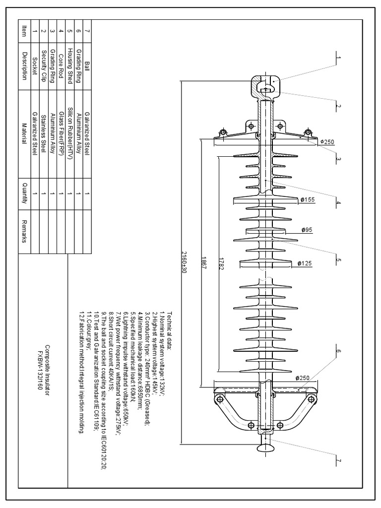132 kV Composite Insulator Specs | PDF | Insulator (Electricity ...