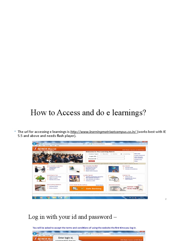 Accessing E-Learning on Learning Matrix | PDF