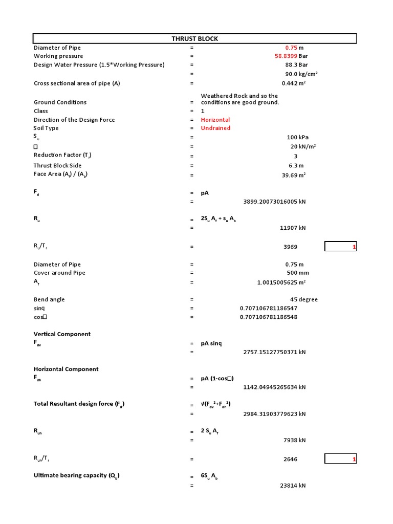 Thrust Block Design for 0.75m Pipe | PDF | Mechanical Engineering ...