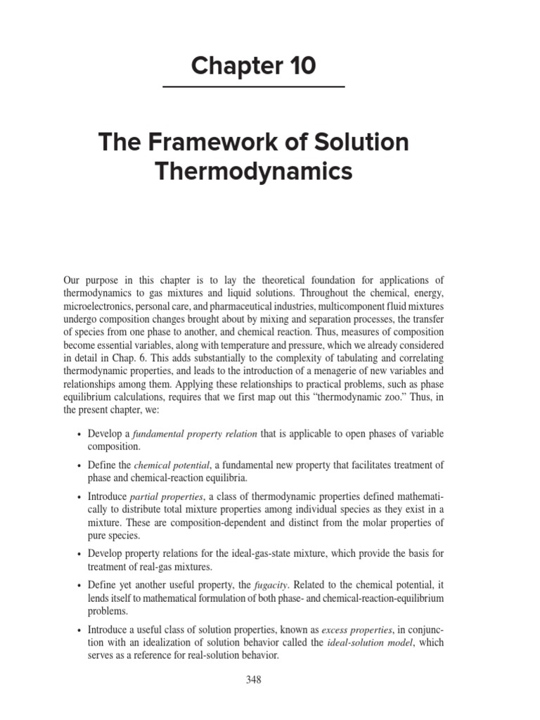 Solution Thermodynamics Framework | PDF | Concentration | Chemical ...