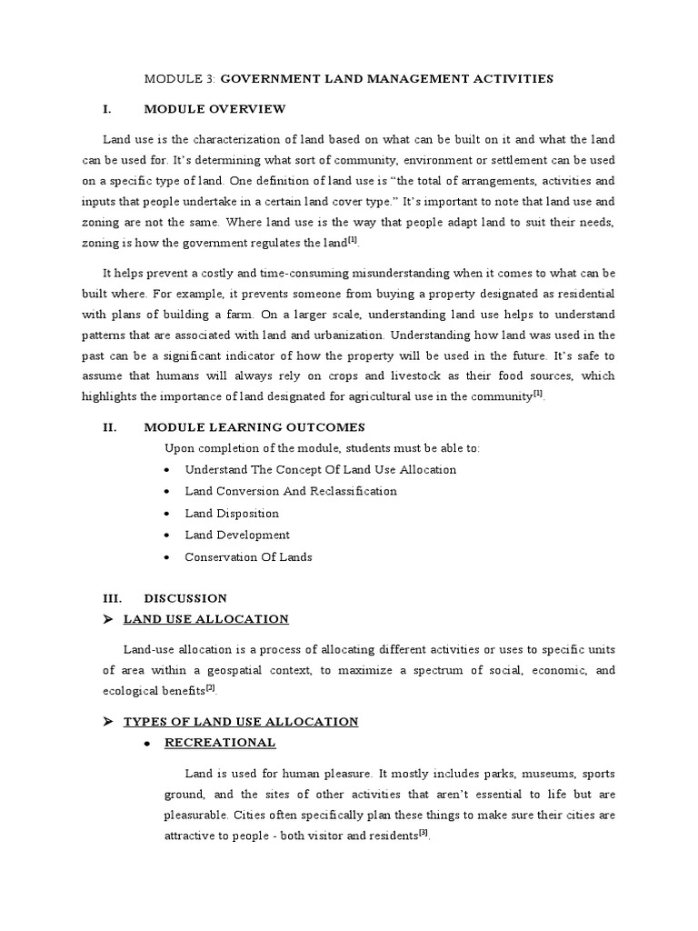 Module 3 (Government Land Management Activities) | PDF | Land Use ...
