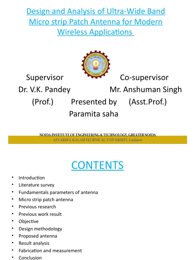 Design and Analysis of Ultra-Wide Band Microstrip Patch | PDF | Antenna ...