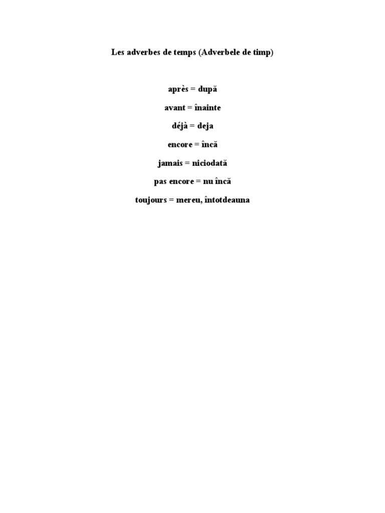 Les Adverbes de Temps | PDF