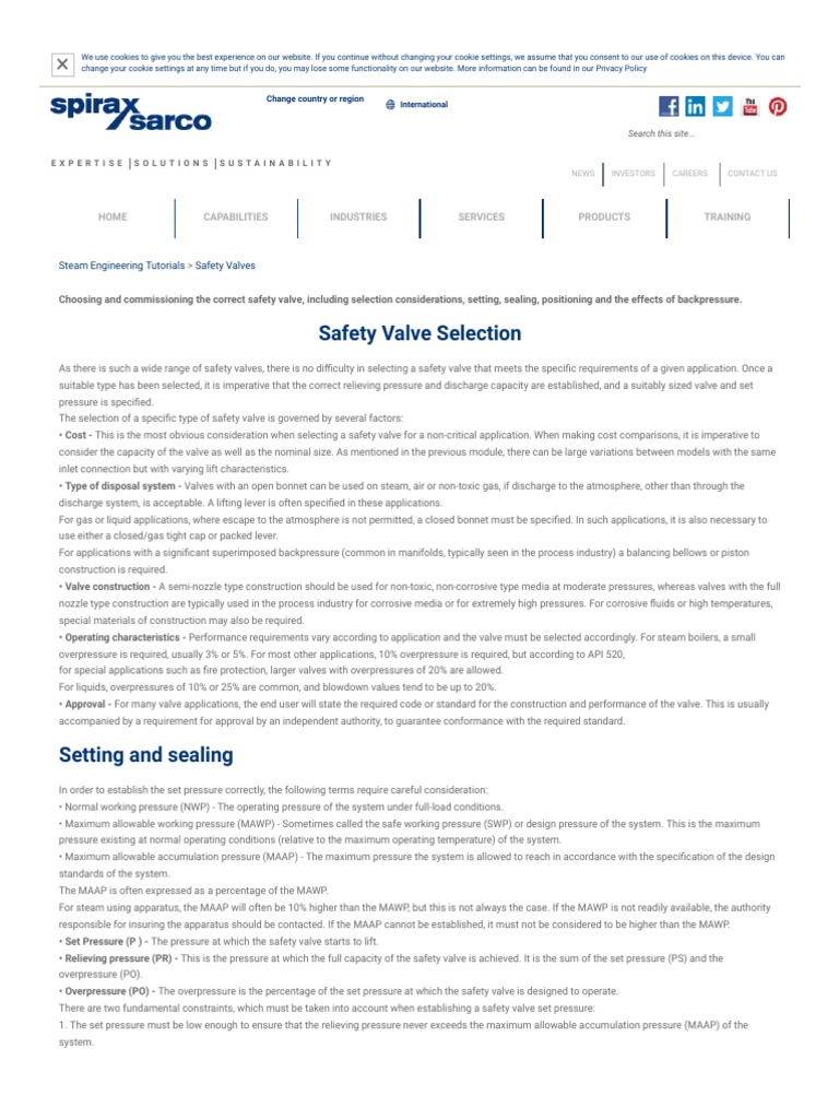 Safety Valve Selection | PDF | Valve | Pressure