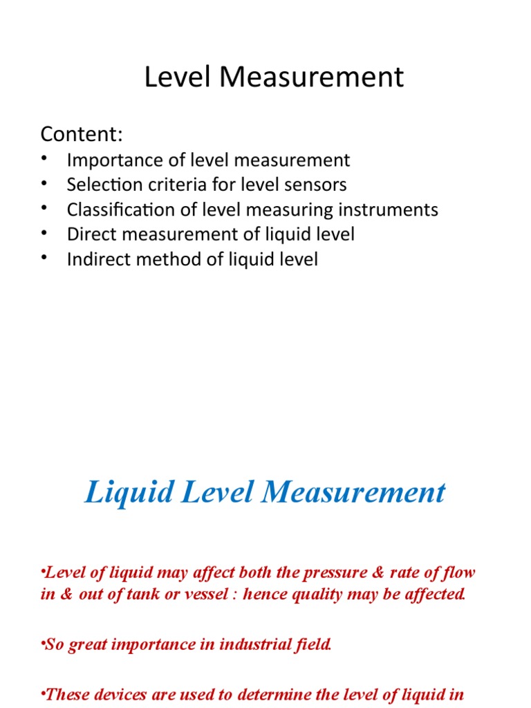 Unit 3 Liquid Level Measurement | PDF | Pressure | Buoyancy