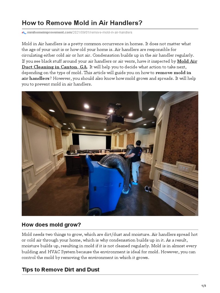 How To Remove Mold in Air Handlers | PDF | Duct (Flow) | Dust