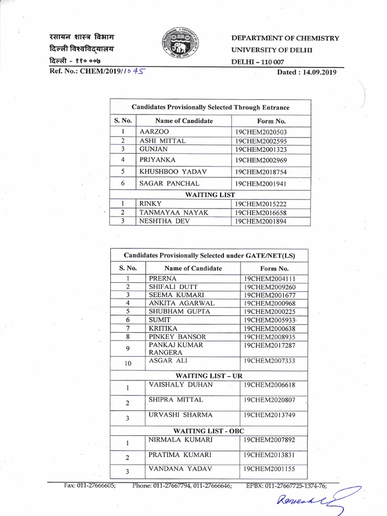 Chemistry PHD List | PDF