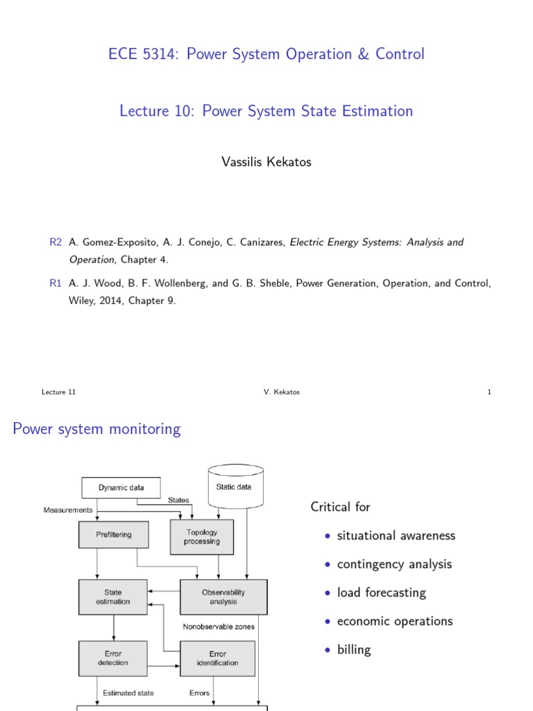 ECE 5314: Power System Operation & Control: Vassilis Kekatos | PDF | Algebra | Linear Algebra