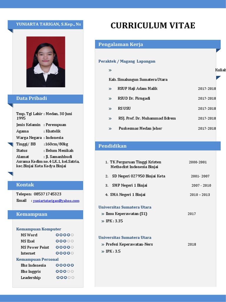 CV Yuniarta Tarigan SKep - Ns. Fix | PDF