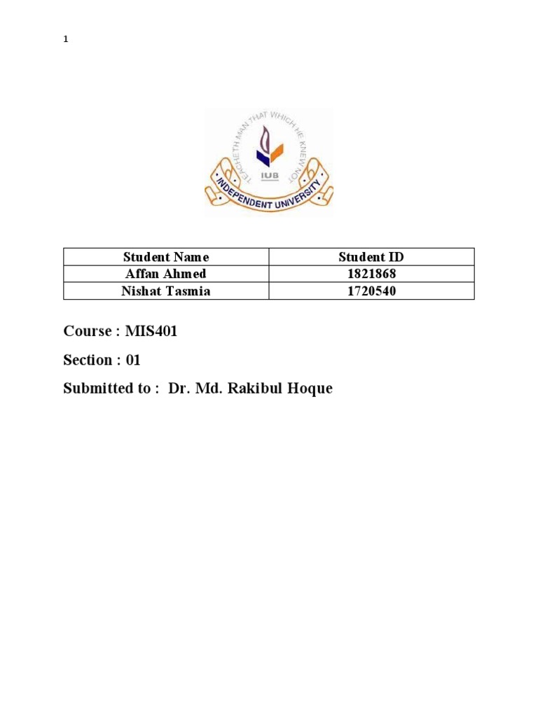 Course: MIS401 Section: 01 Submitted To: Dr. Md. Rakibul Hoque | PDF | Textiles | Sales