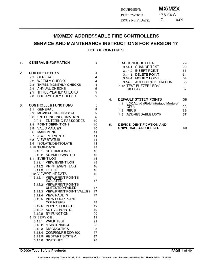 Tyco MX SERIES, MX2, MZX125, MZX Series User Manual - Manualzz | PDF