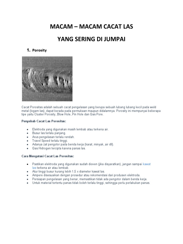 Jenis-Jenis Cacat Las dan Penyebabnya | PDF