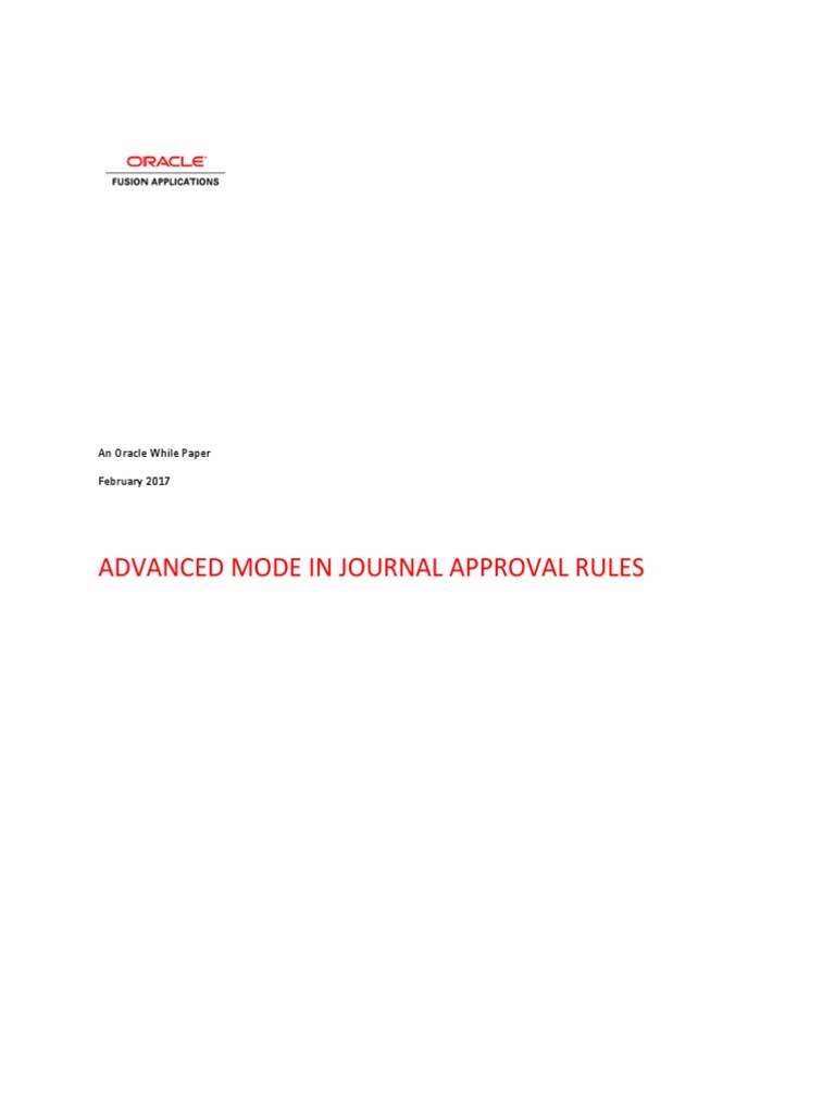 Advanced Journal Approval Rules | PDF