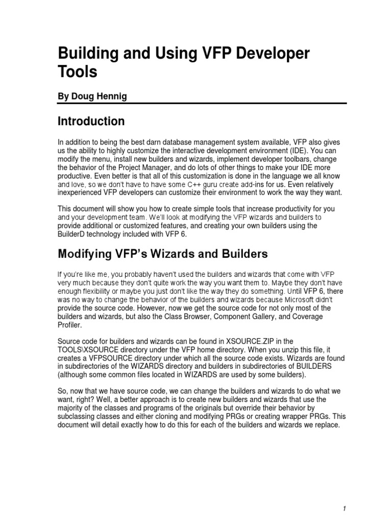 Building and Using VFP Developer Tools | PDF | Database Index | Class ...