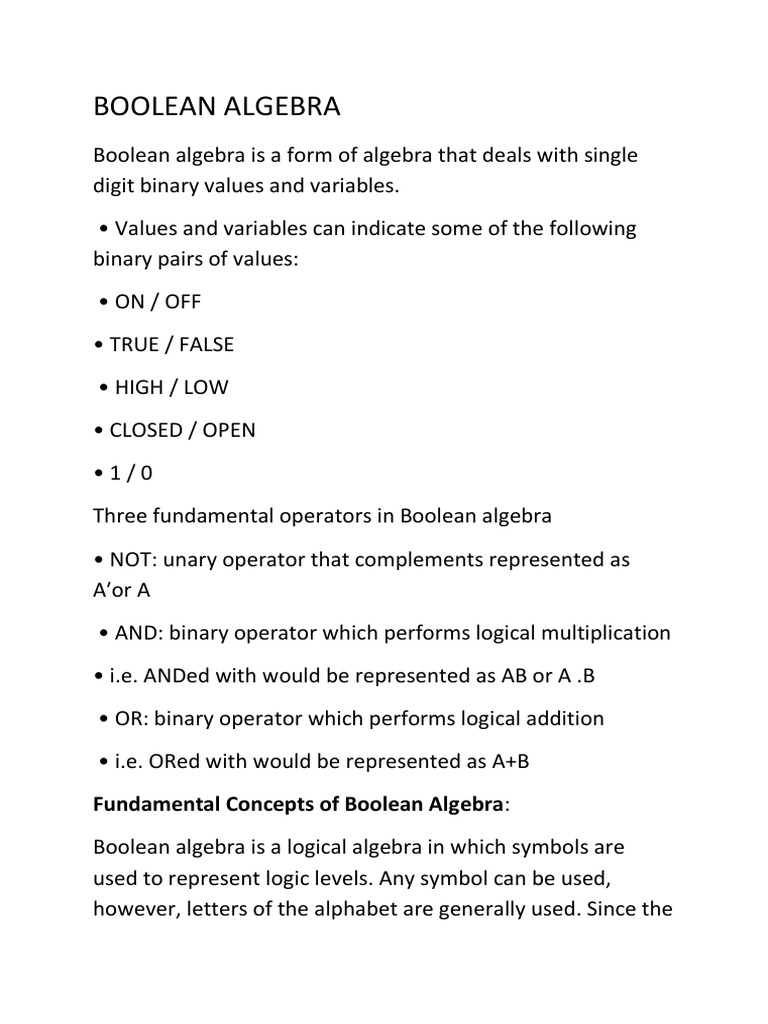 Fundamental Concepts of Boolean Algebra | PDF | Teaching Mathematics | Boolean Algebra
