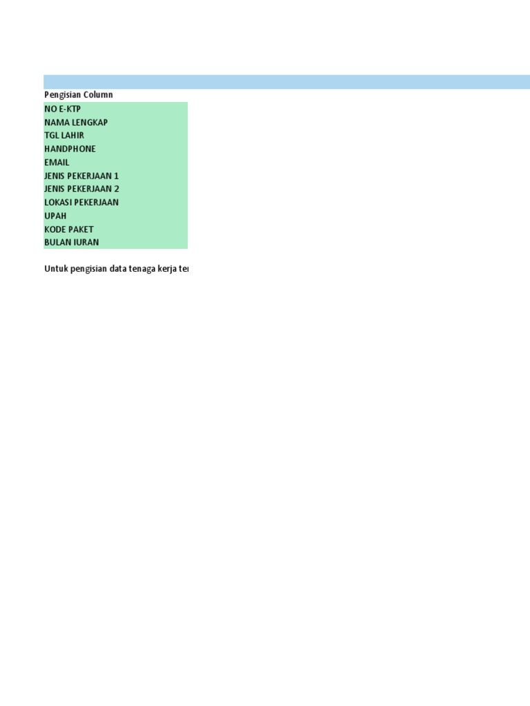 Template TK BPJSTK Form Daftar Peserta Baru | PDF