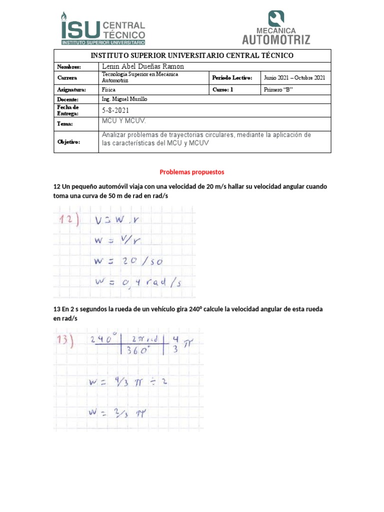 Dueñas Ramon Lenin Abel Fisica 1B Tarea N 9 | PDF