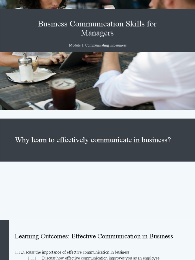 Business Communication Skills For Managers: Module 1: Communicating in ...