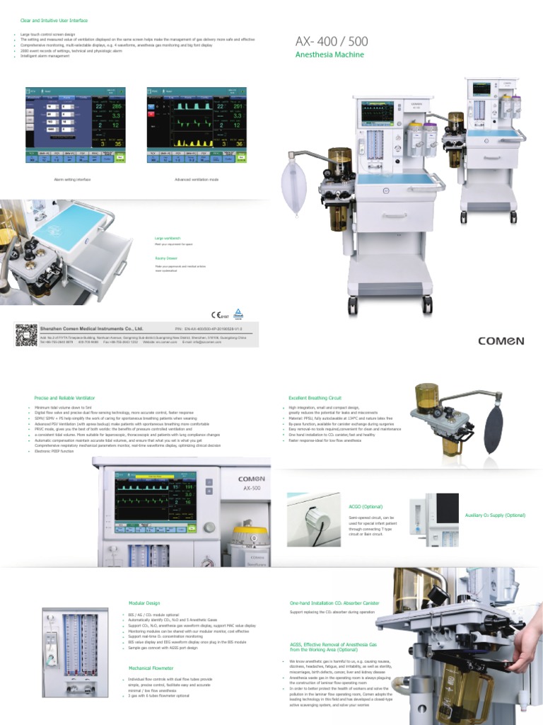 EN AX500 400 Anasthesia Machine | PDF | Anesthesia | Carbon Dioxide