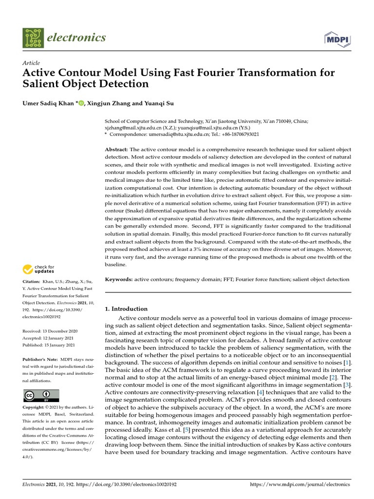 Electronics: Active Contour Model Using Fast Fourier Transformation For ...