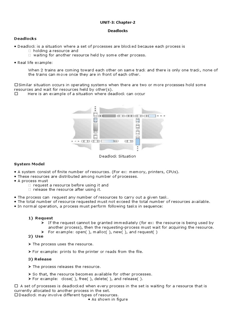 Unit 3 Chapter2 Deadlock Notes Pdf Process Computing Computer Architecture