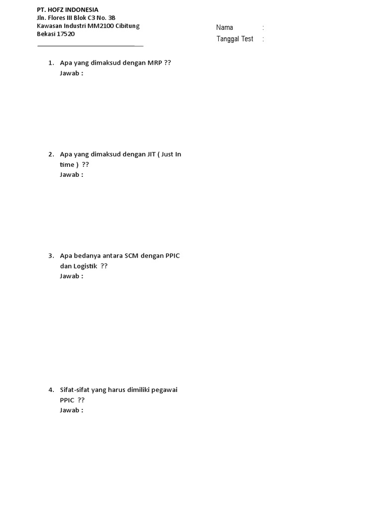 Soal PPIC Manager | PDF