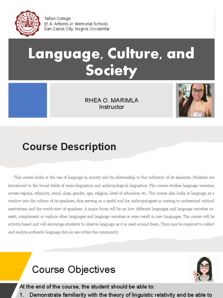 Language and Culture in Society Course | PDF | Communication | Learning