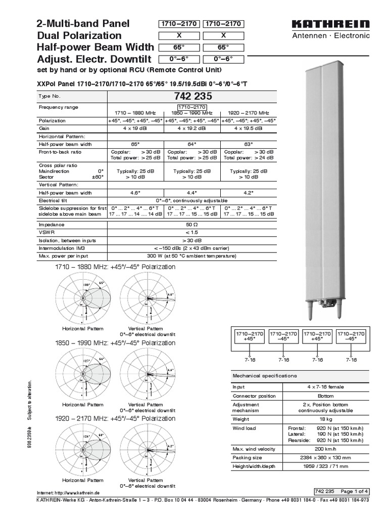 2-Multi-Band Panel Dual Polarization Half-Power Beam Width Adjust ...