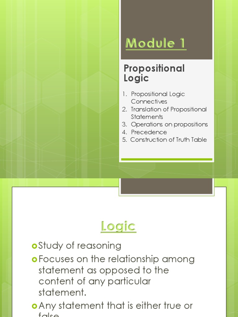 Discrete Math Module 1 Propositional Logic | PDF | Proposition | Truth