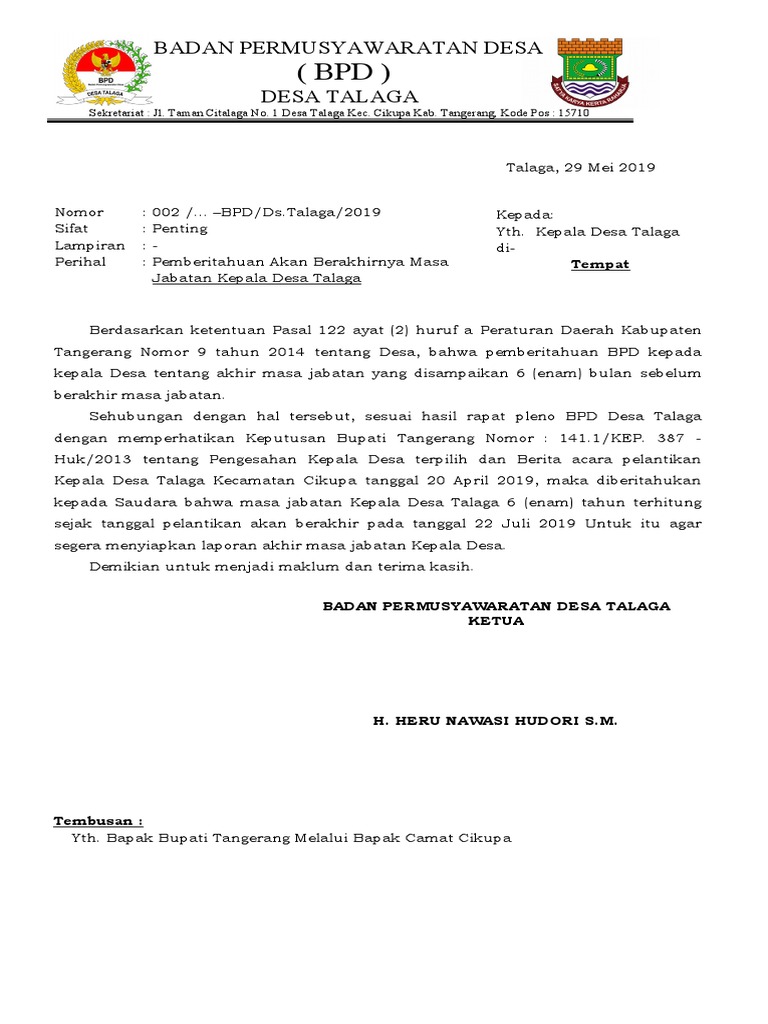 Surat Badan Permusyawaratan Desa Talaga | PDF