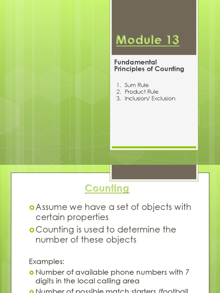 Counting Principles: Understanding Fundamental Concepts of the Sum Rule ... Counting Principles: Understanding Fundamental Concepts of the Sum Rule ...