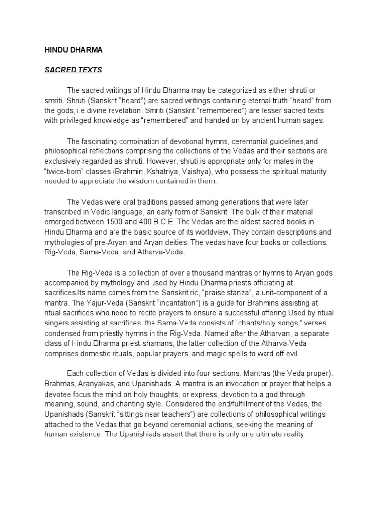 HINDU DHARMA (SACRED tEXTS) | PDF | Vedas | Brahman