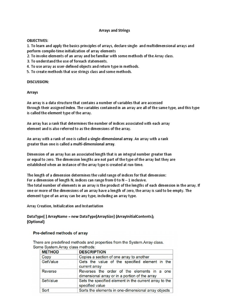 Arrays and Strings Module | Download Free PDF | Array Data Type | String (Computer Science)
