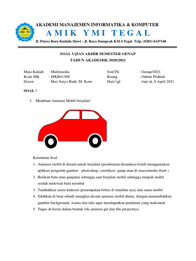 Soal UAS Amik 2021 Matkul Multimedia | PDF
