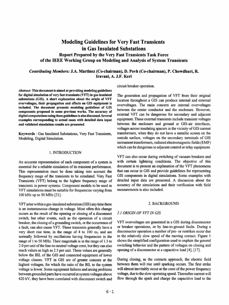 Modeling Guidelines For Very Fast Transients in Gas Insulated ...