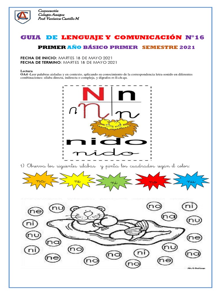 Actividades de Lectura y Escritura con N | PDF | Salud y bienestar