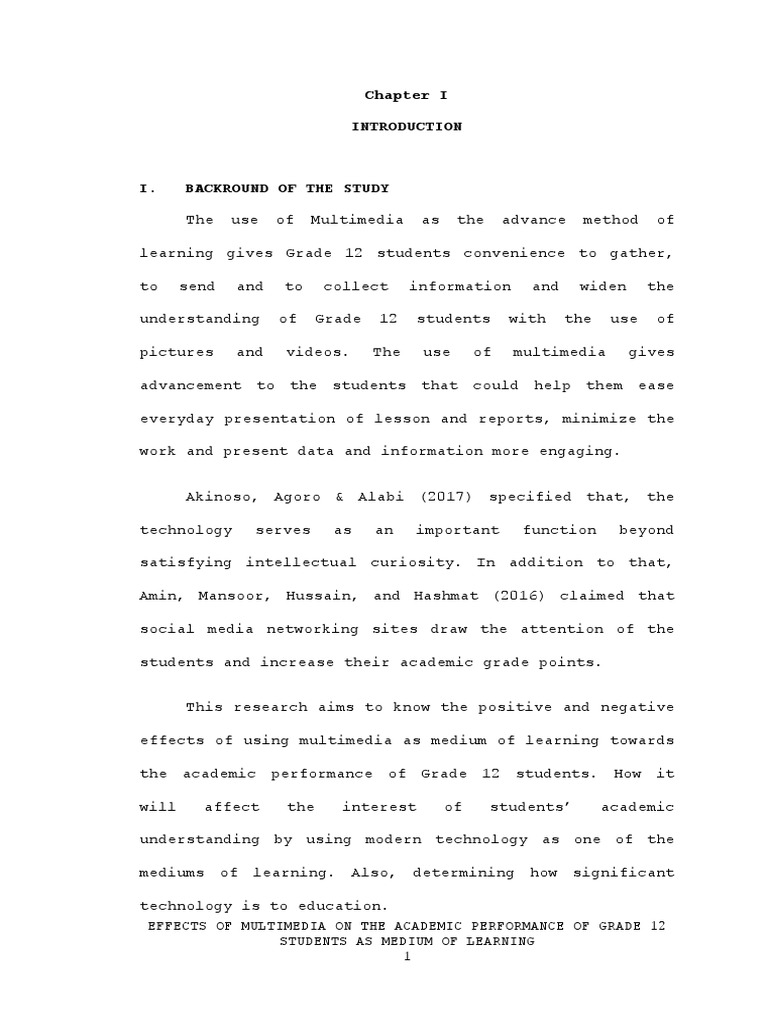 Effects of Multimedia On The Academic Performance of Grade 12 Students ...