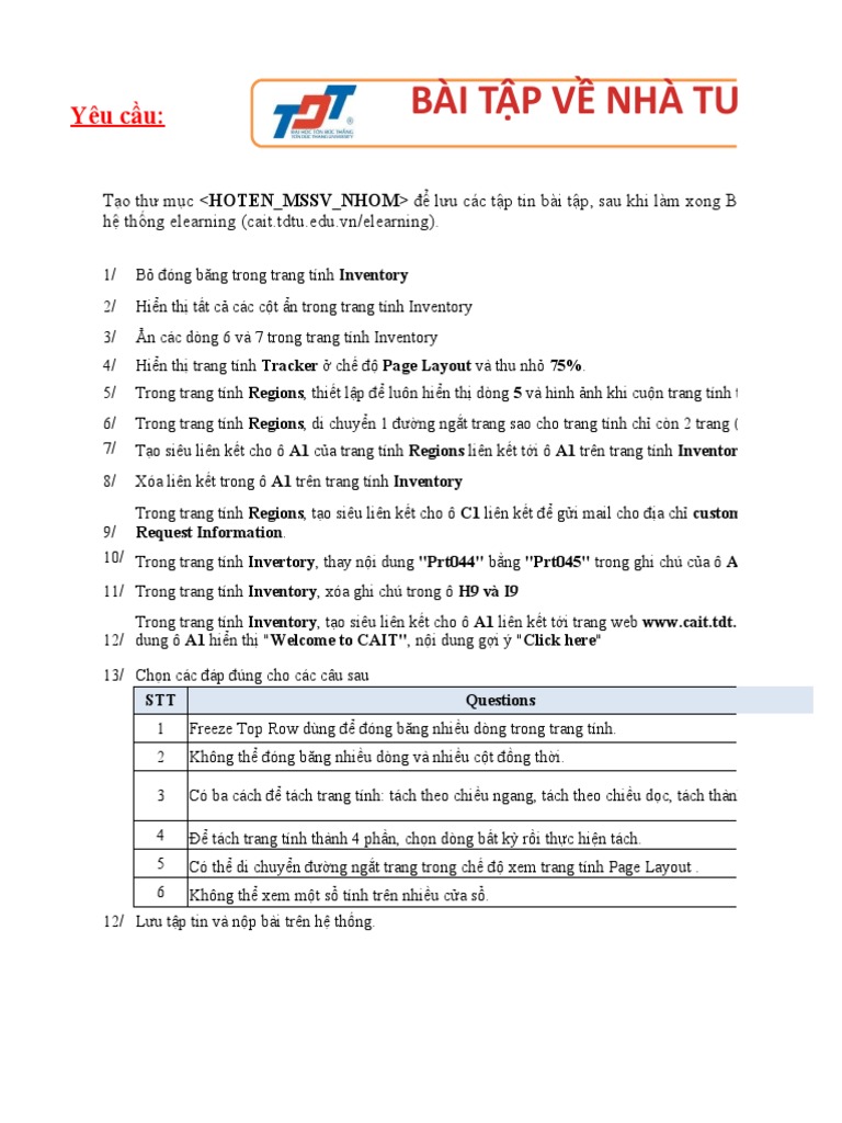 CLC BTVN Excel Tuan4 | PDF