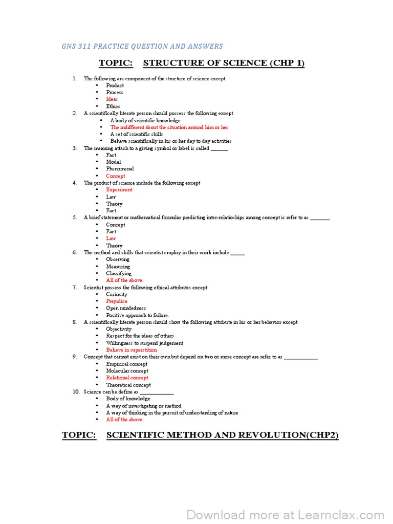 GNS311-History and Philosophy of Science Practice Question and Answer ...