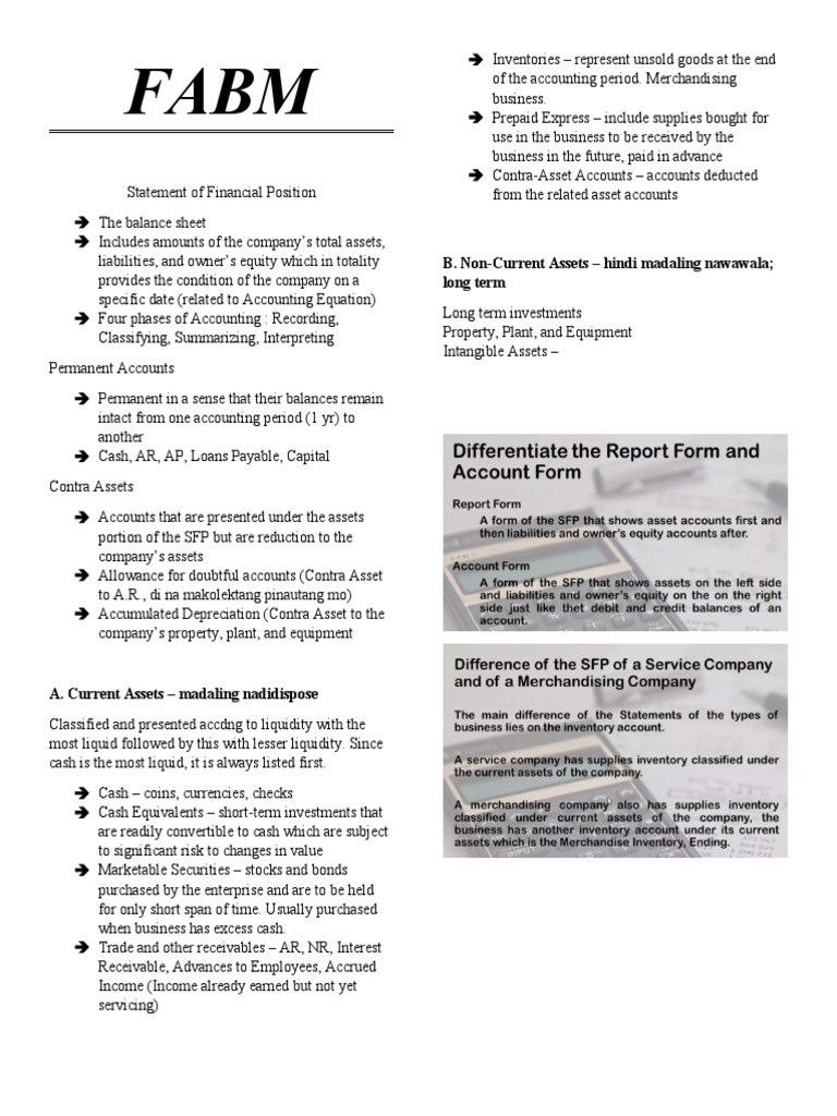 Fabm Notes Grade 12 | PDF | Balance Sheet | Debits And Credits