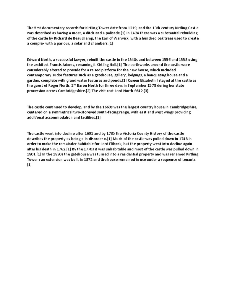 Kirtling Tower | PDF