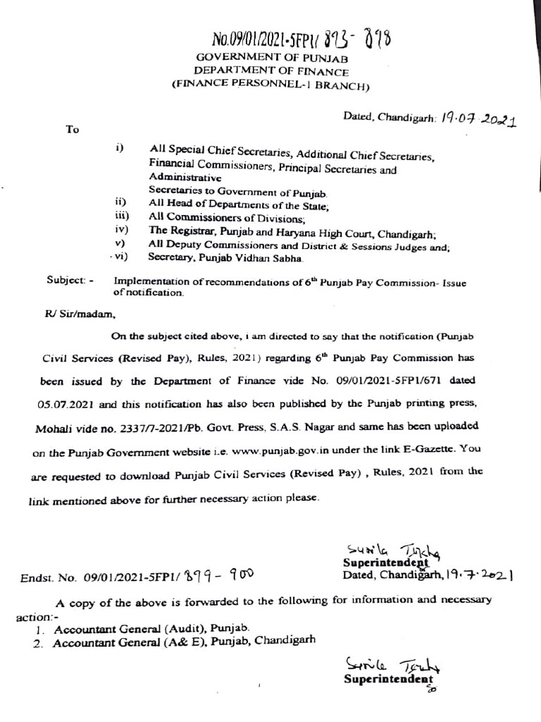 Implementation of 6th Pay Commission | PDF | Punjab | Government Of India