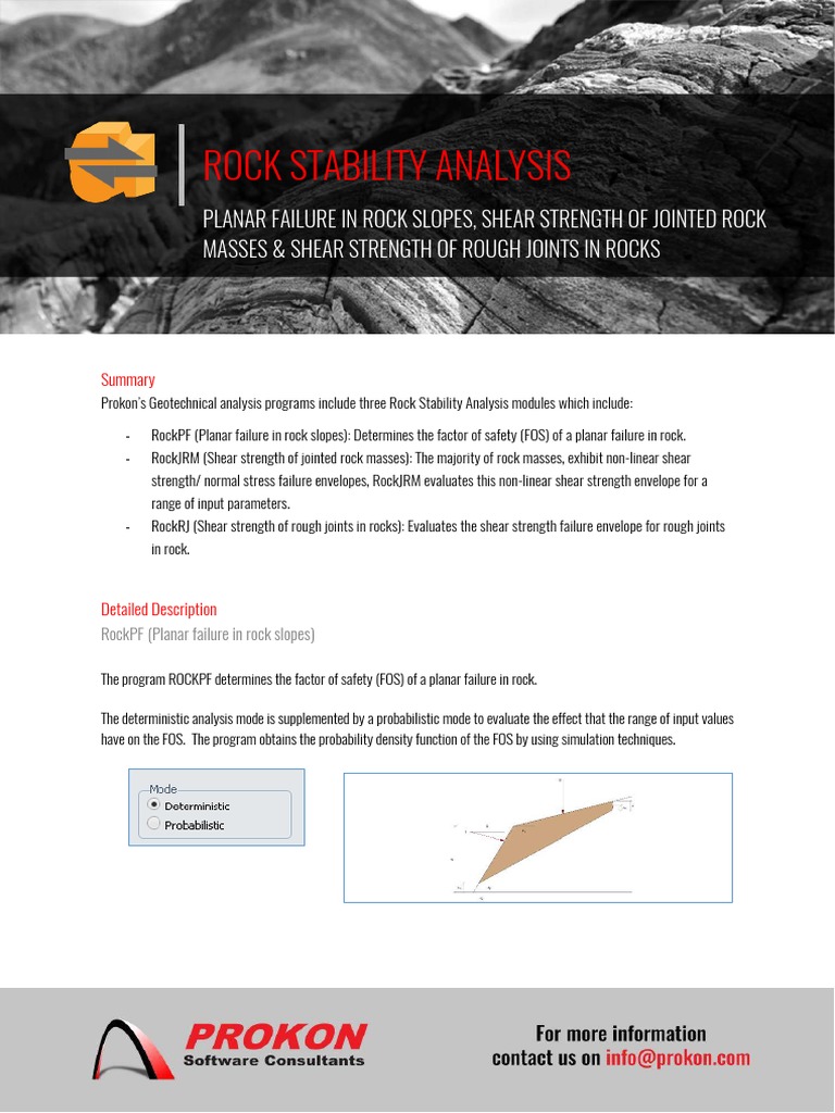 Prokon Product ROCK STABILITY ANALYSIS v1.0 | PDF | Applied And ...