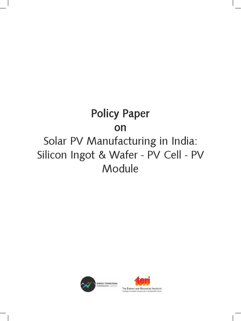 Solar PV Manufacturing in India Silicon Ingot and Wafer PV Cell - PV ...