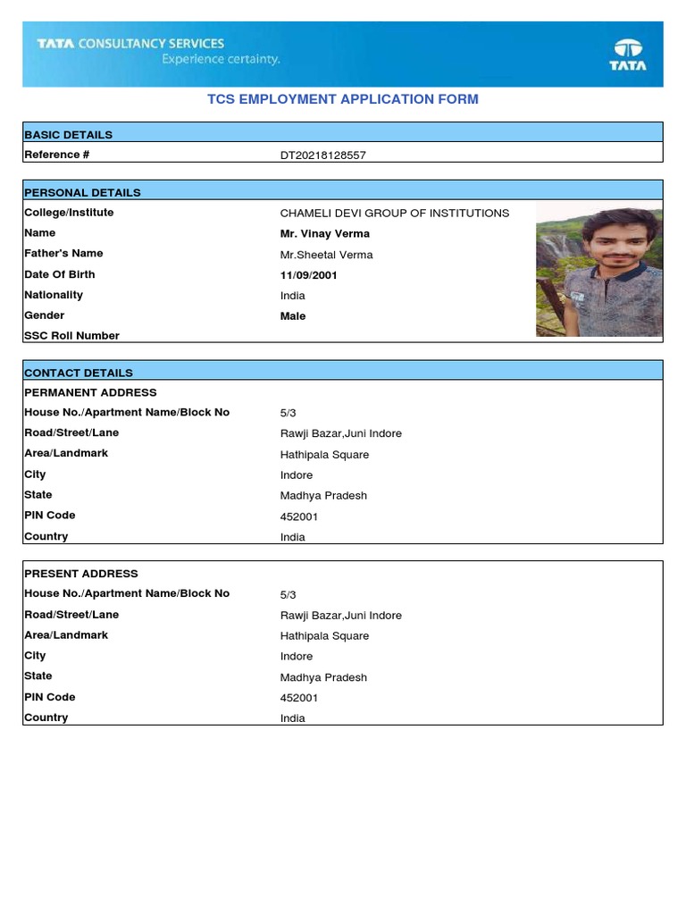 Tcs Employment Application Form | PDF | Government | Crime & Violence