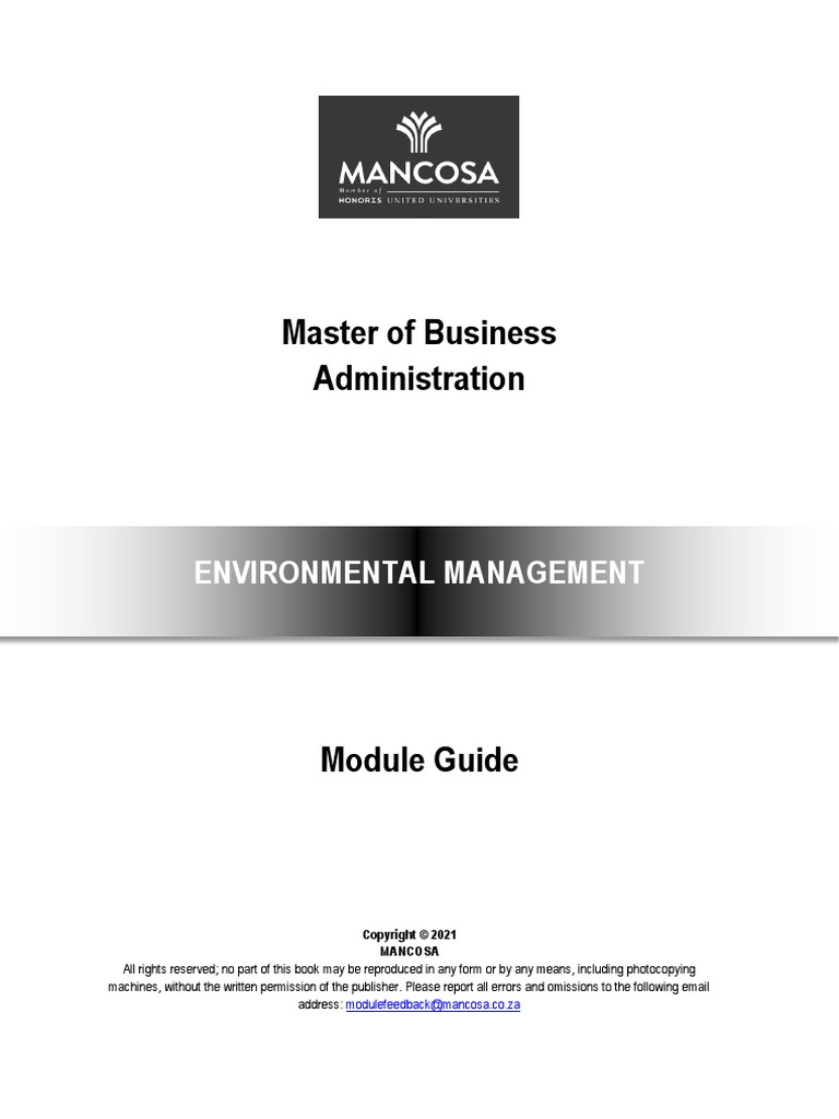 MBA 9 Year 2 Environmental Management January 2021 | PDF ...