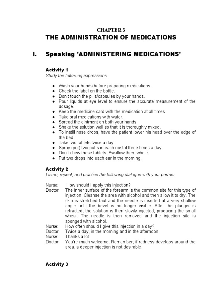 The Administration of Medications I. Speaking 'Administering ...